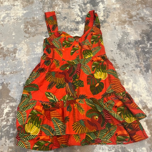 FARM Rio | Dresses | Farm Rio Red Forest Birds Mini Dress Linen Blend ...